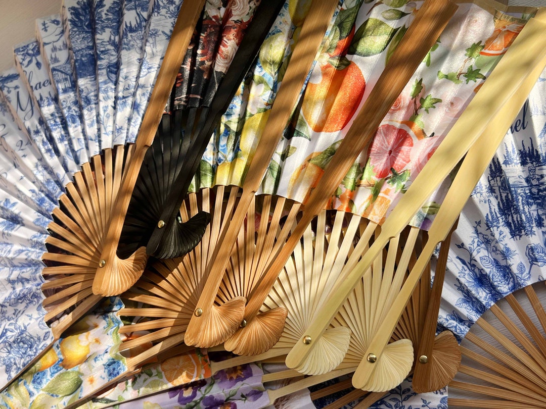 Personalized Custom Fabric Fans Wedding Party Favors Gifts Guests Bulk ...