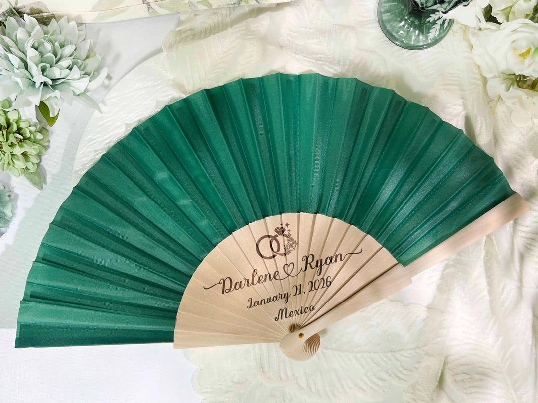 Personalized Engraved Hand Fans Wedding Party Favors Custom Wooden ...