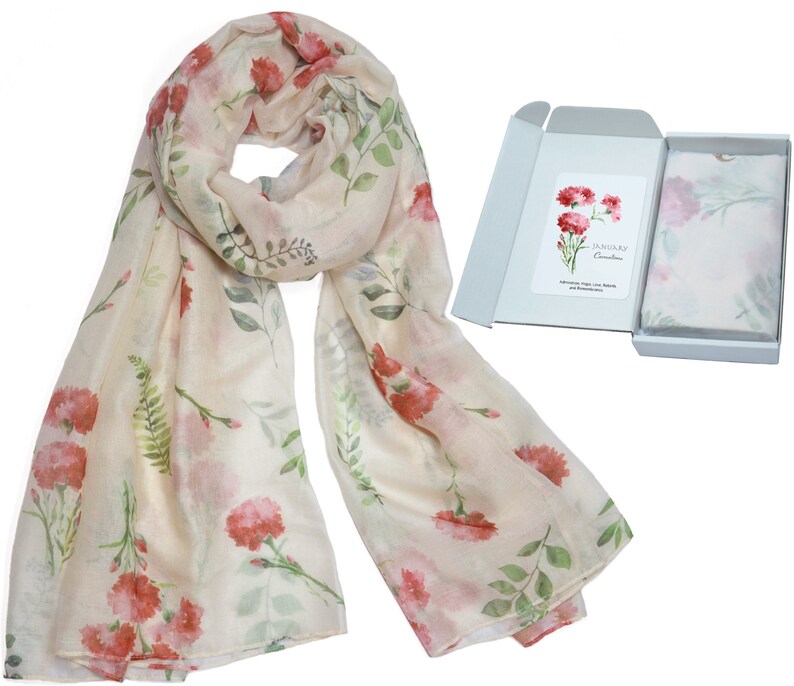 Birth Flower Scarf Birthday Gifts Women Personalized Custom Name Birth Flower Scarf Birthday Gifts Women Personalized Custom Name