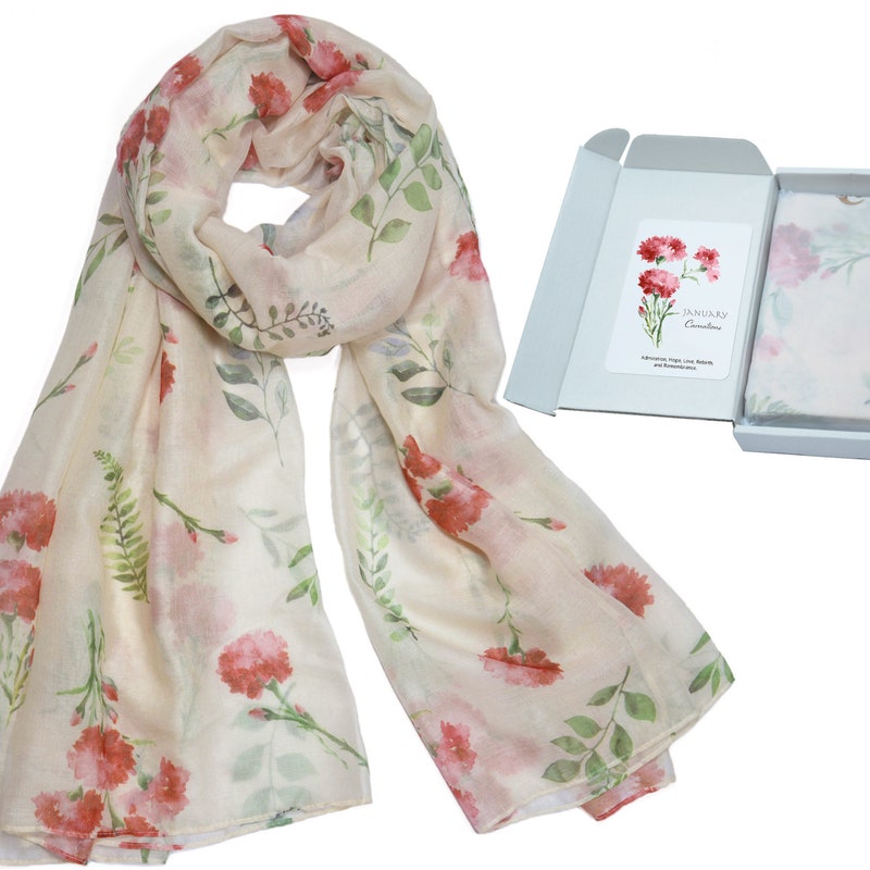 Scarf With Flowers - Etsy
