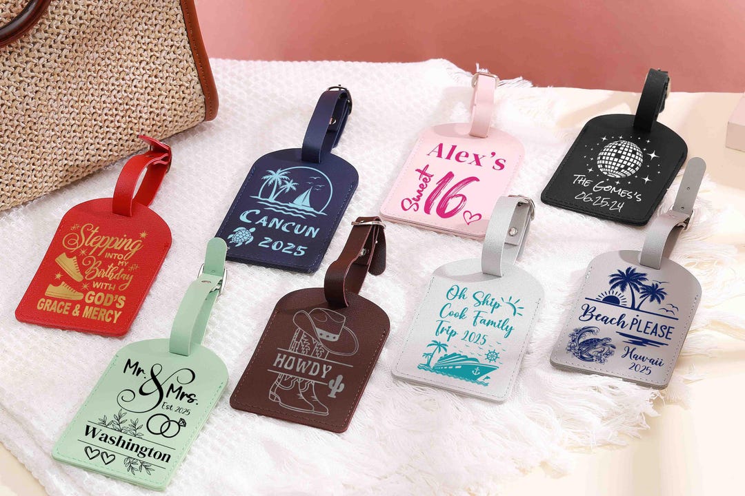 Personalized Custom Printed Leather Luggage Tags Double-layer Thicken ...
