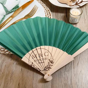 Personalized Engraved Wedding Hand Fans Custom Wooden Cloth Fabric Fans ...