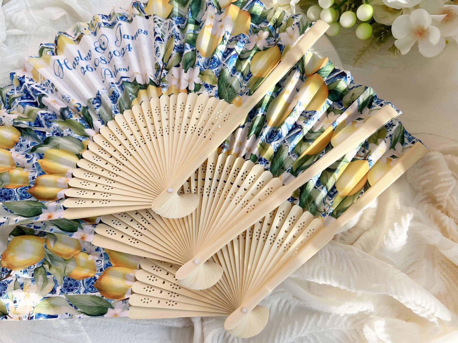 Personalized Cloth Fans Custom Floral Fabric Fans Rustic Wedding Party ...