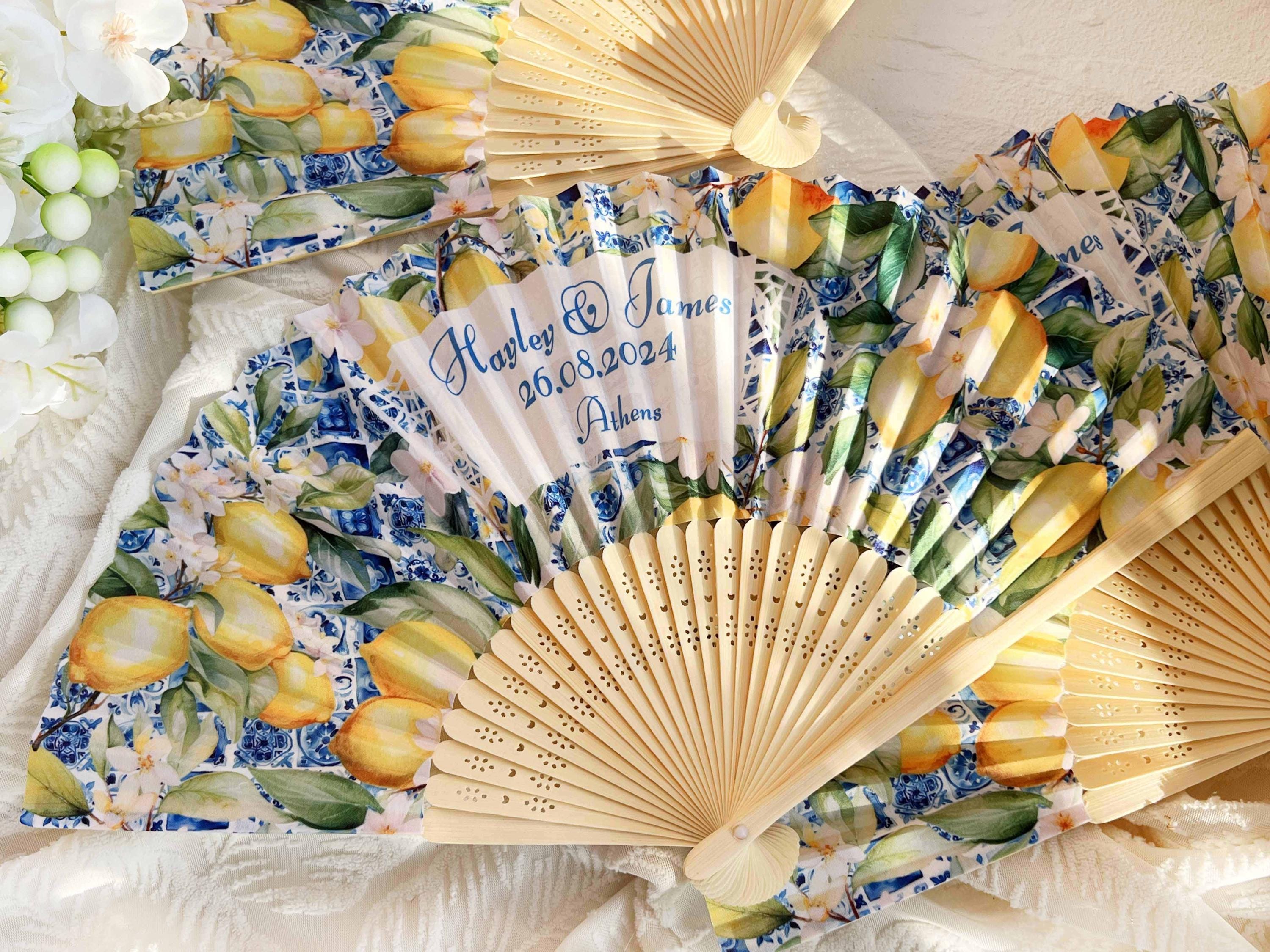 Personalized Cloth Fans Custom Floral Fabric Fans Rustic Wedding Party ...