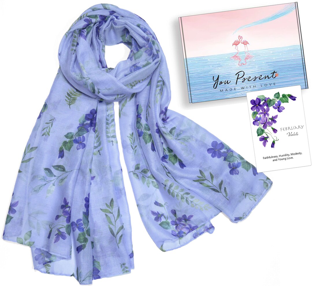 Birth Flower Scarf Birthday Gift Women Unique Valentines Day ...