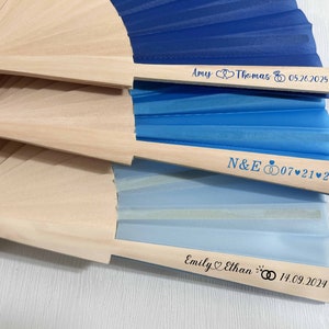 Personalized Custom Sage Green Wooden Fabric Fans Wedding Party Favors ...
