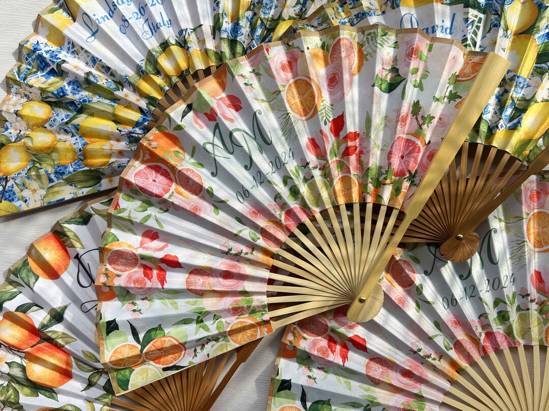 Personalized Wedding Hand Fans Custom Folding Fabric Fans Party Favors ...