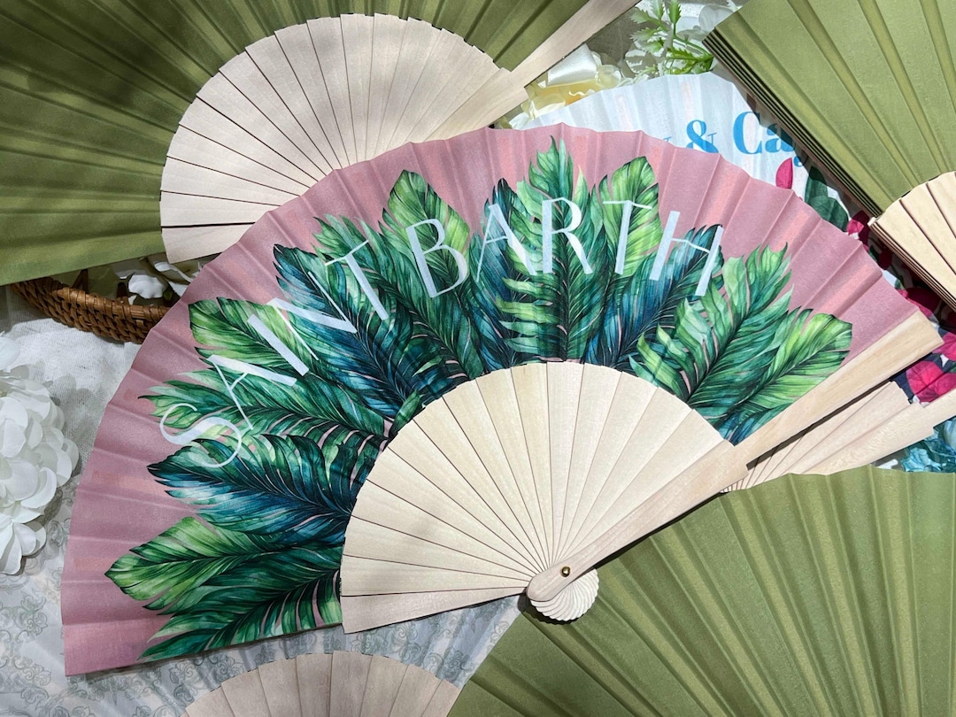 Personalized Wedding Fans Custom Folding Hand Fans Bulk Travel Tropical ...