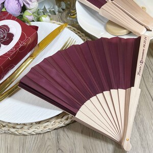 Personalized Custom Sage Green Wooden Fabric Fans Wedding Party Favors ...