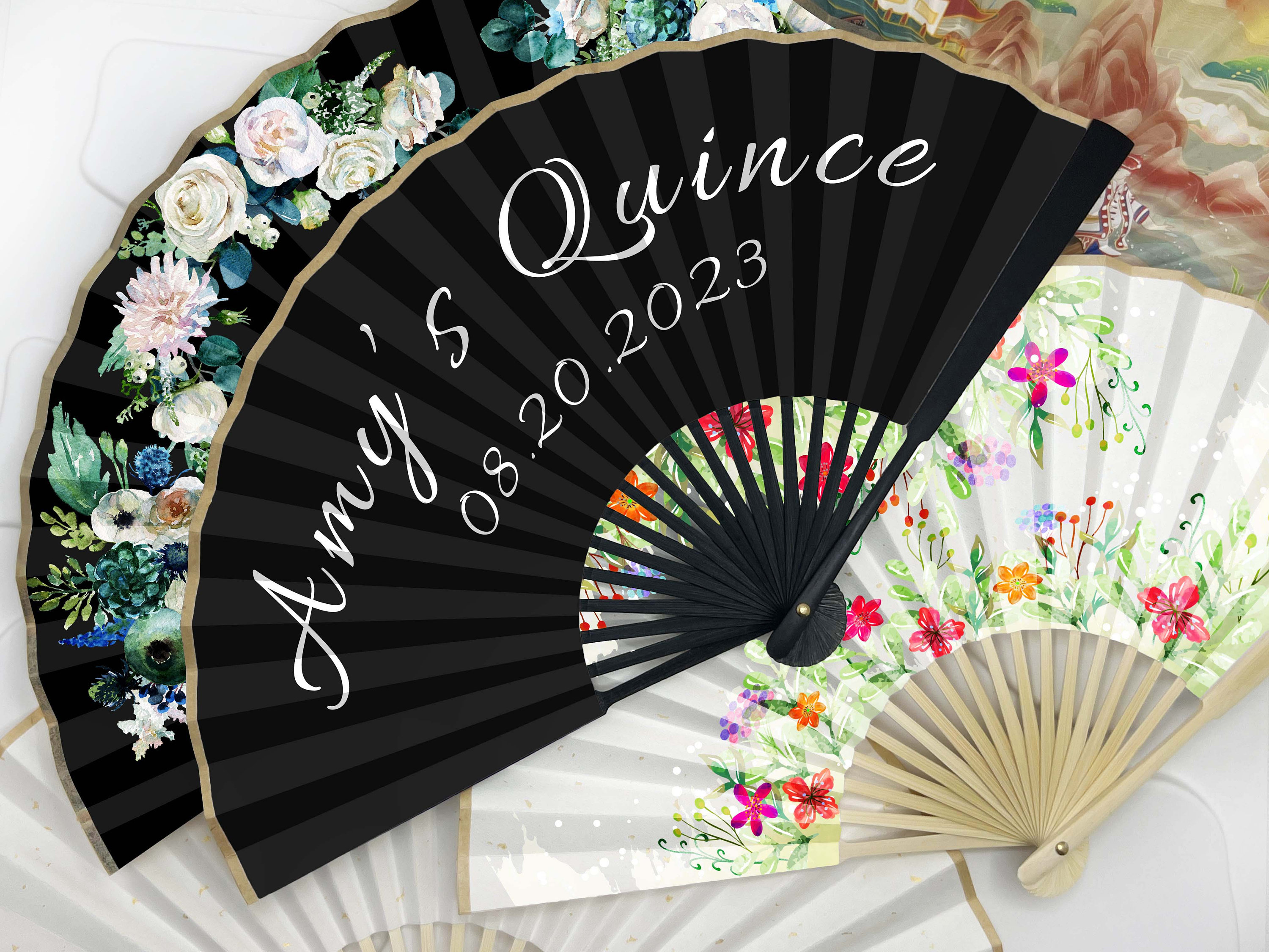 High End Personalized Custom Fans Wedding Dinner Prom Party Favors ...