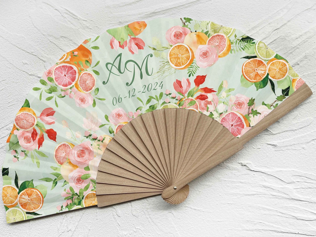 Wedding Party Favors Gifts Guests Personalized Wooden Fabric Fans Bulk ...