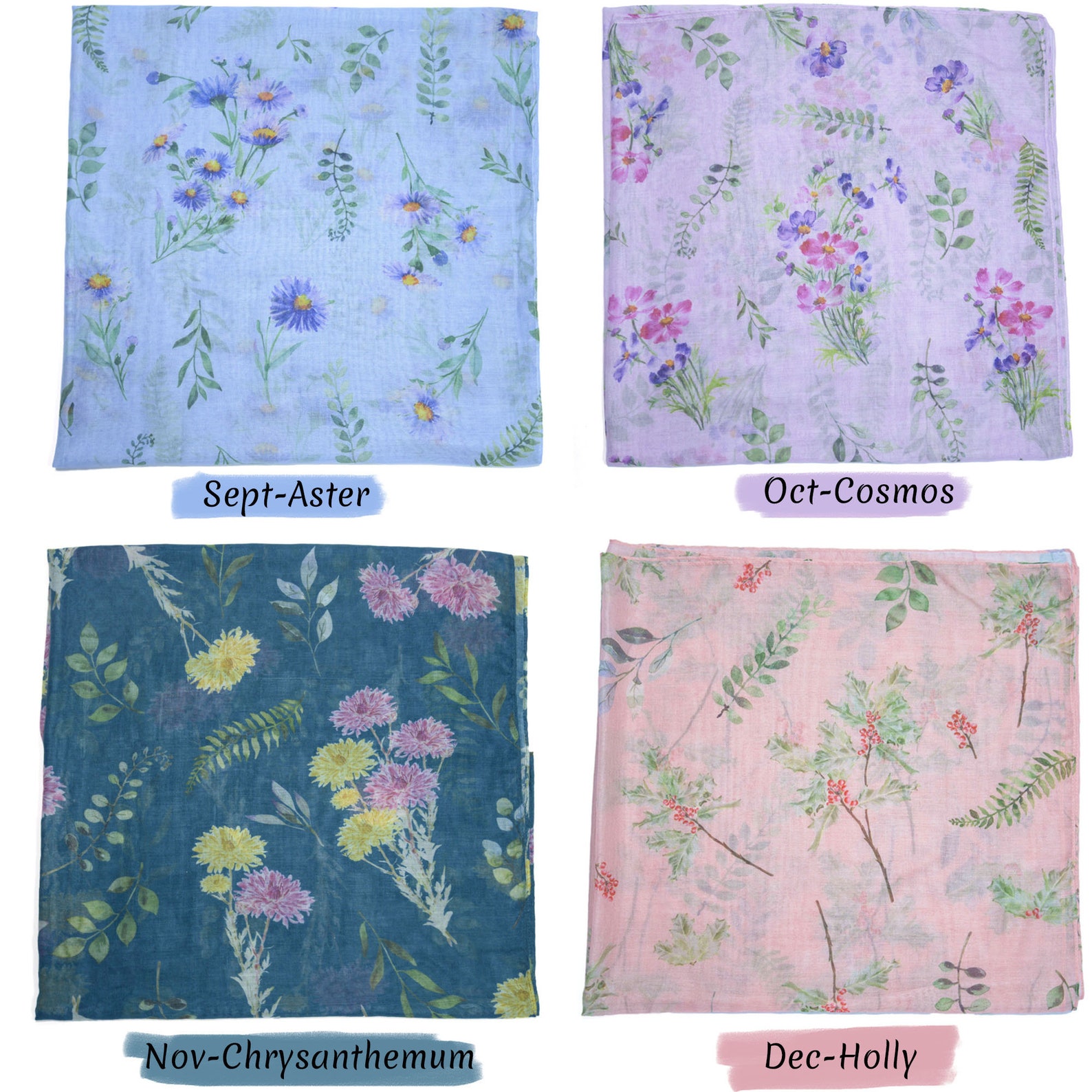Birth Flower Scarf Birthday Gifts Women Birth Month Flower Daisy Scarf ...