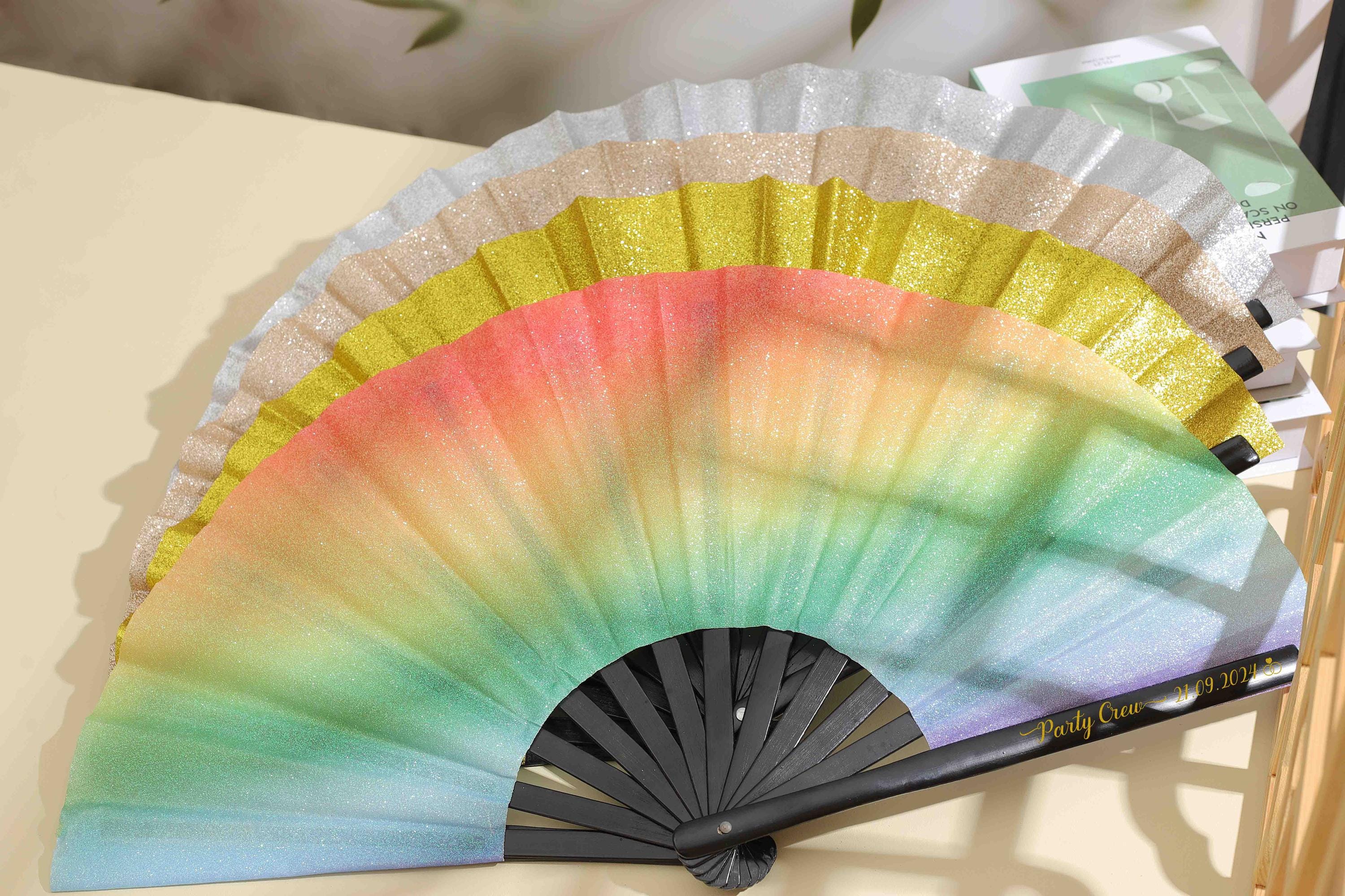 Personalized Rave Fan Folding Hand Fan Clack Loud Sound Large Handheld ...