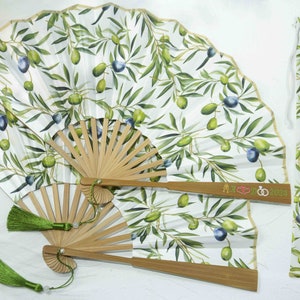 Sage Fabric Fans & Bags Set Personalized Custom DIY Cloth Fan Tassels ...