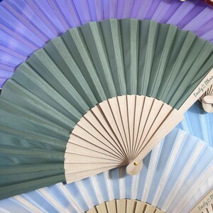 Personalized Custom Sage Green Wooden Fabric Fans Wedding Party Favors ...