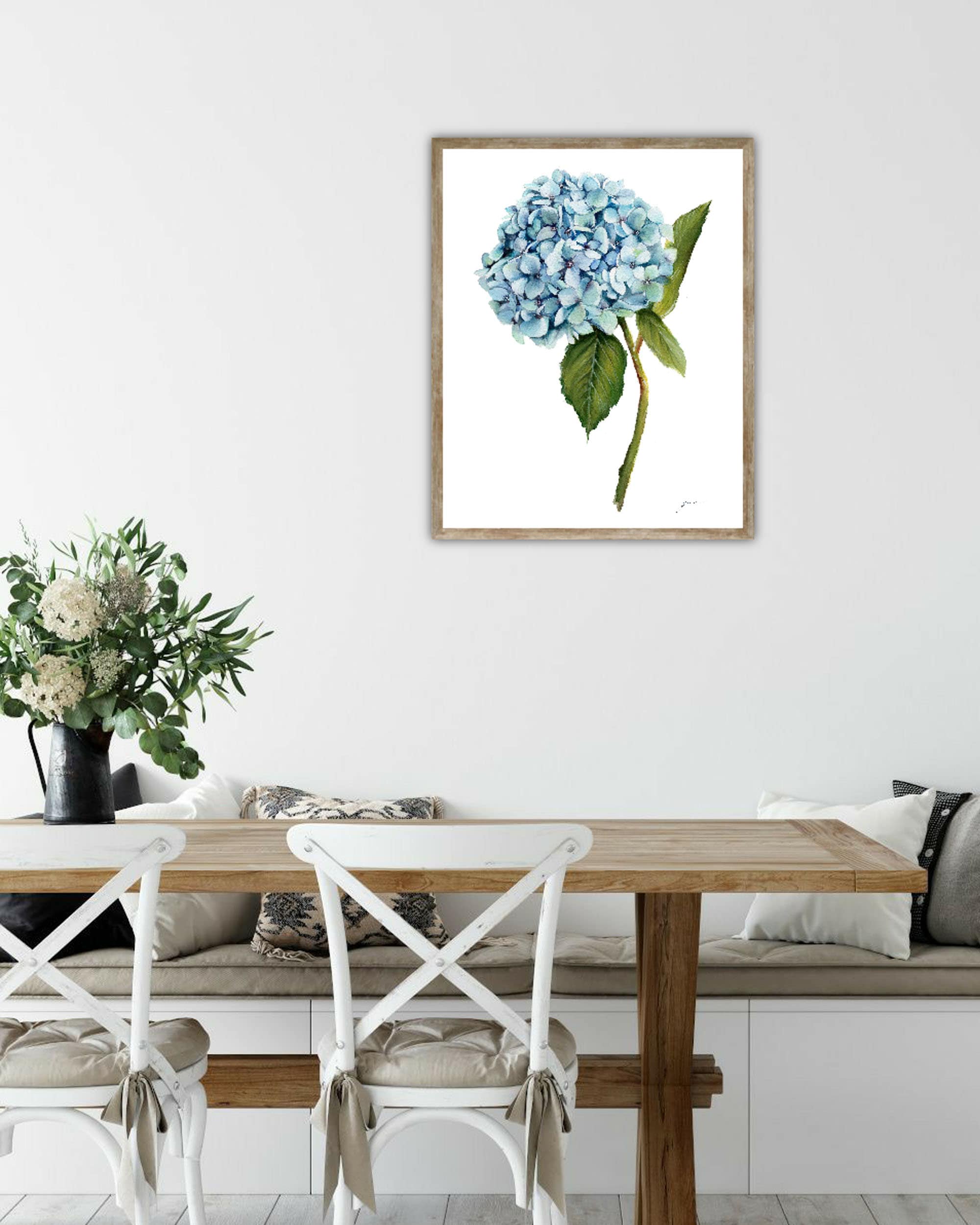 Hydrangea Wall Hanging Botanical Wall Art Watercolor - Etsy