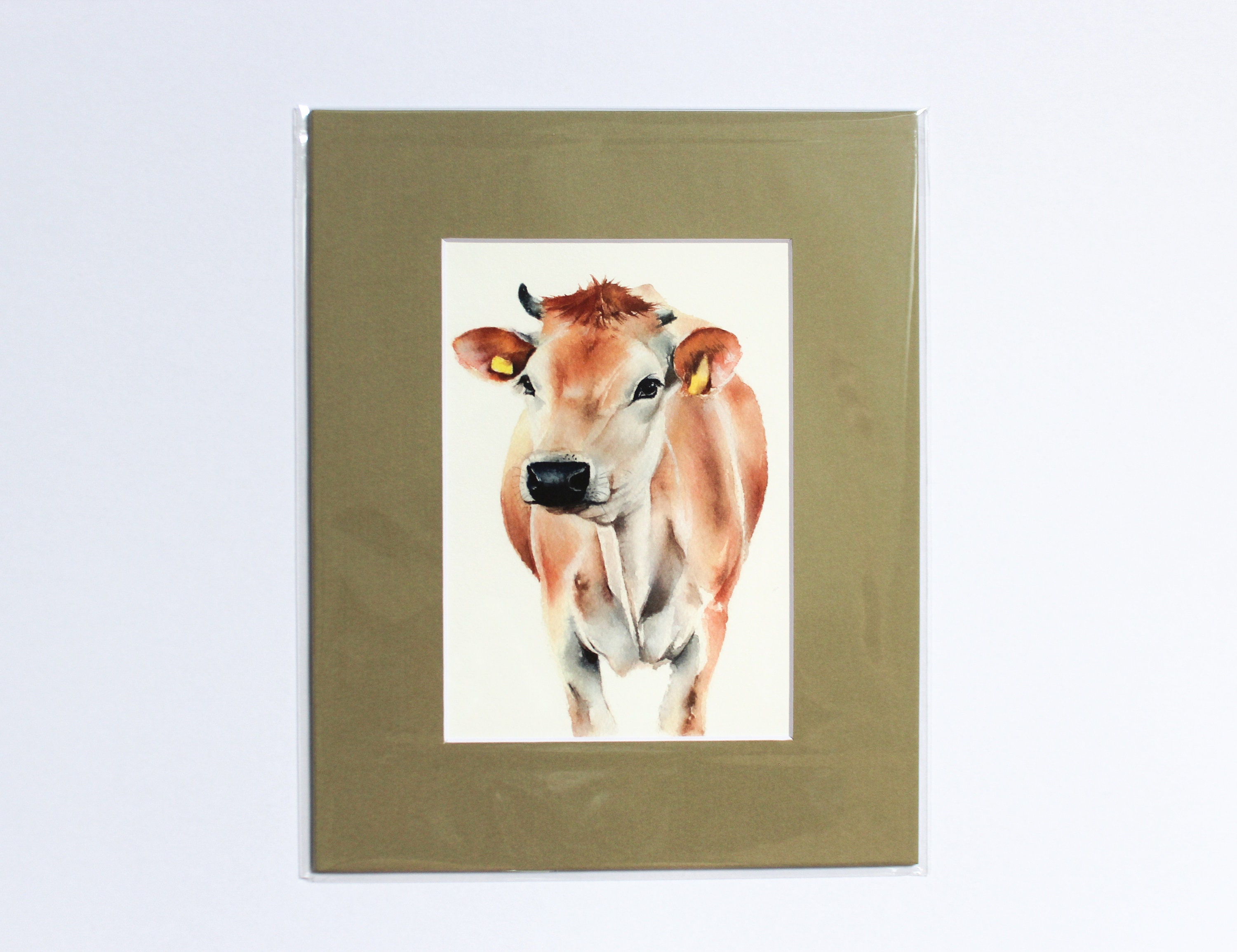 Jersey Cow Painting 5x7 Matted Watercolor Print Farmhouse | Etsy