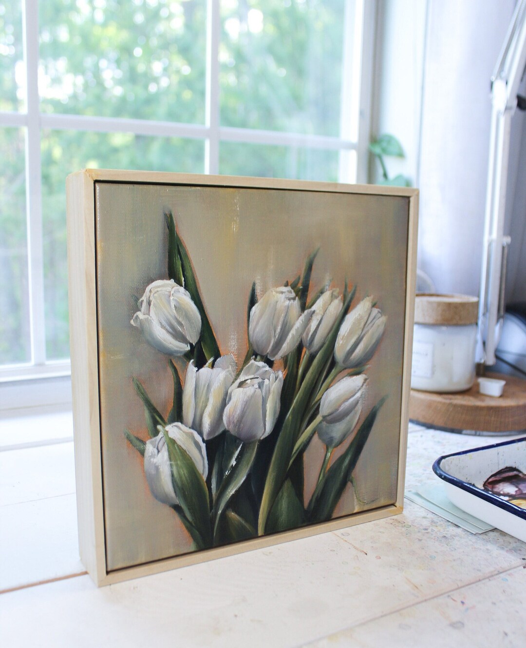 Original Tulip Painting | Oil Painting | Custom Frame - Etsy