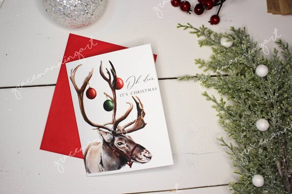 SALE! Oh Deer, It's Christmas Card | Single or 6 Pack — grace manning art