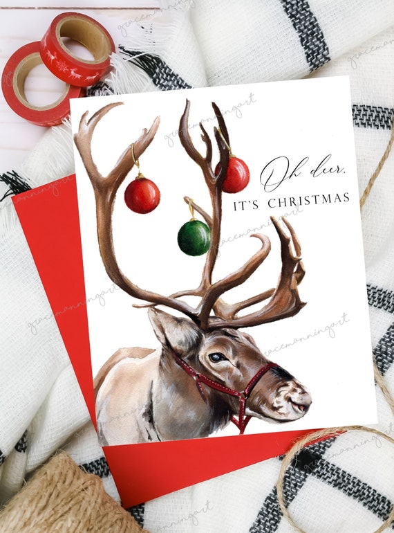 SALE! Oh Deer, It's Christmas Card | Single or 6 Pack — grace manning art
