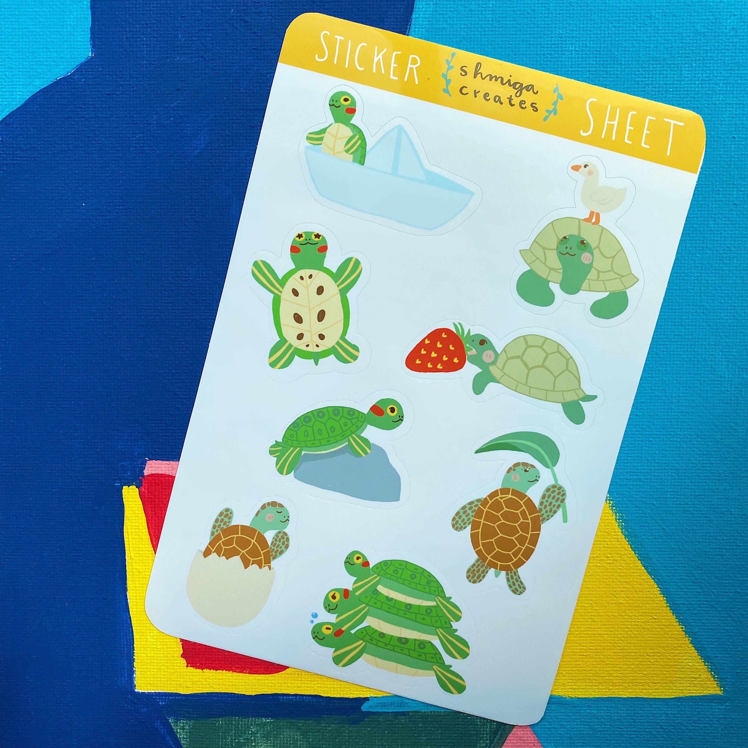 Cute Turtle and Tortoise Sticker Sheet | Etsy