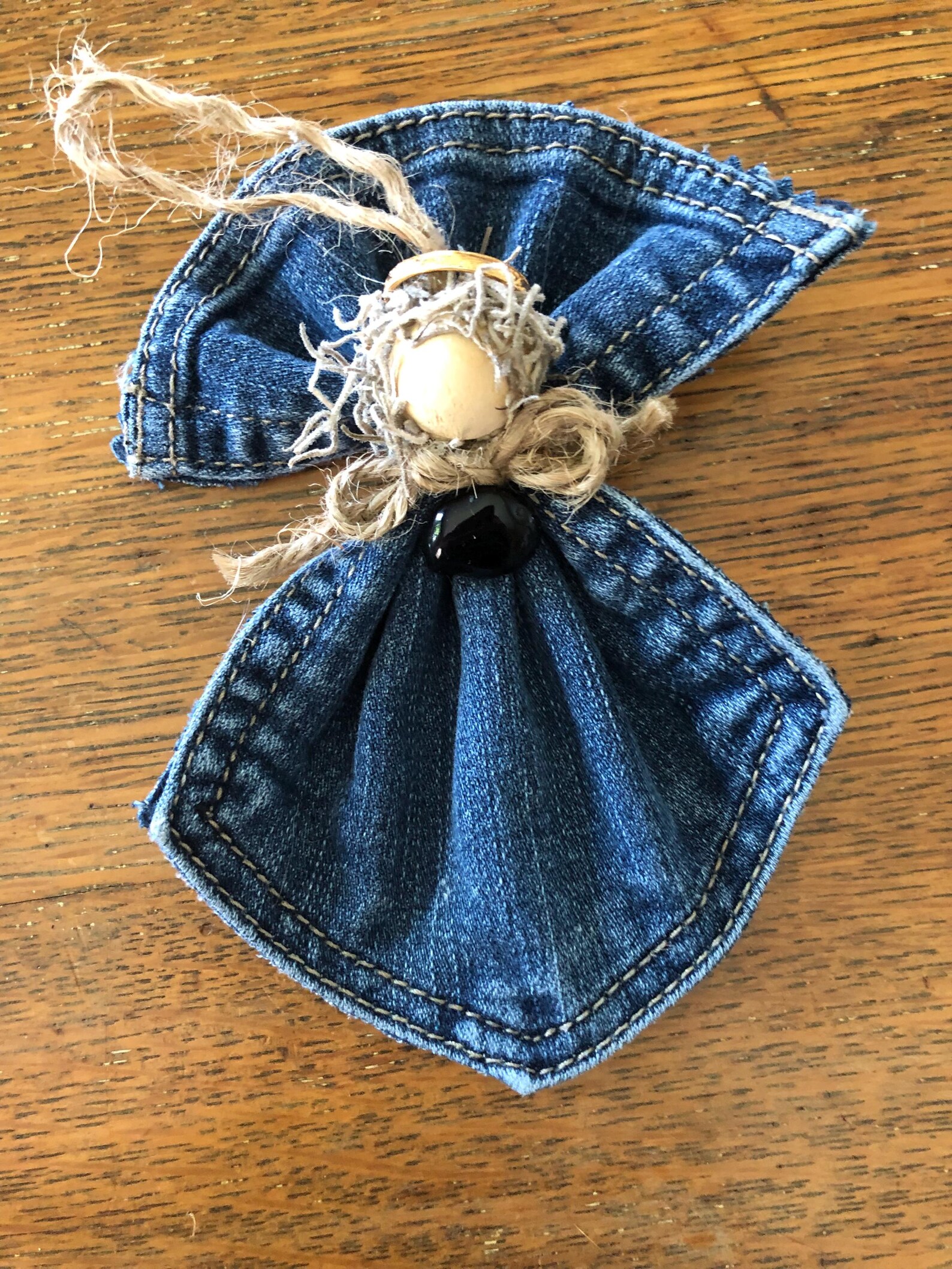 Set of 3 Denim Pocket Angels Christmas Ornament Angel Collector - Etsy