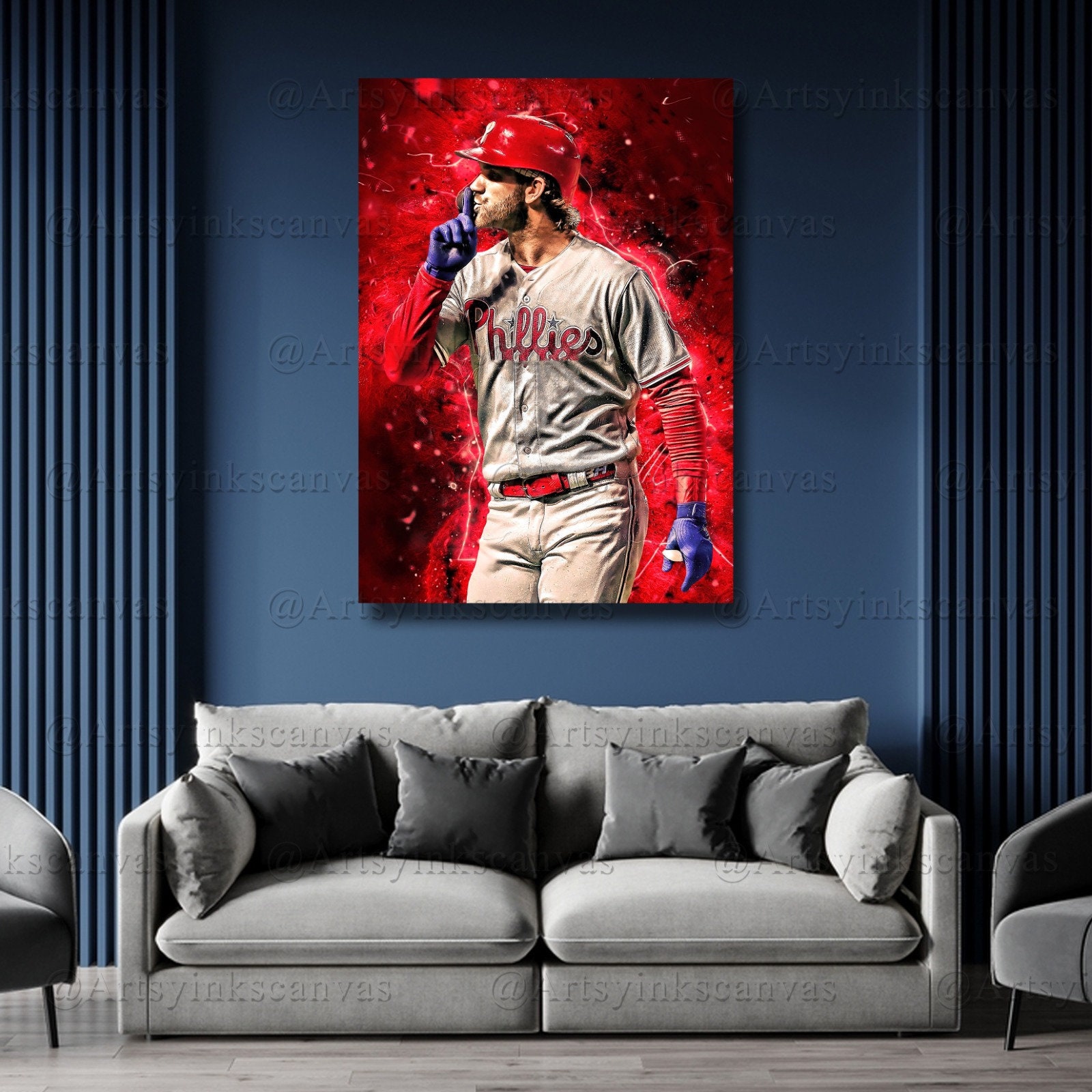 Bryce Harper Poster Baseball Canvas Wall Art Ready to Hang - Etsy