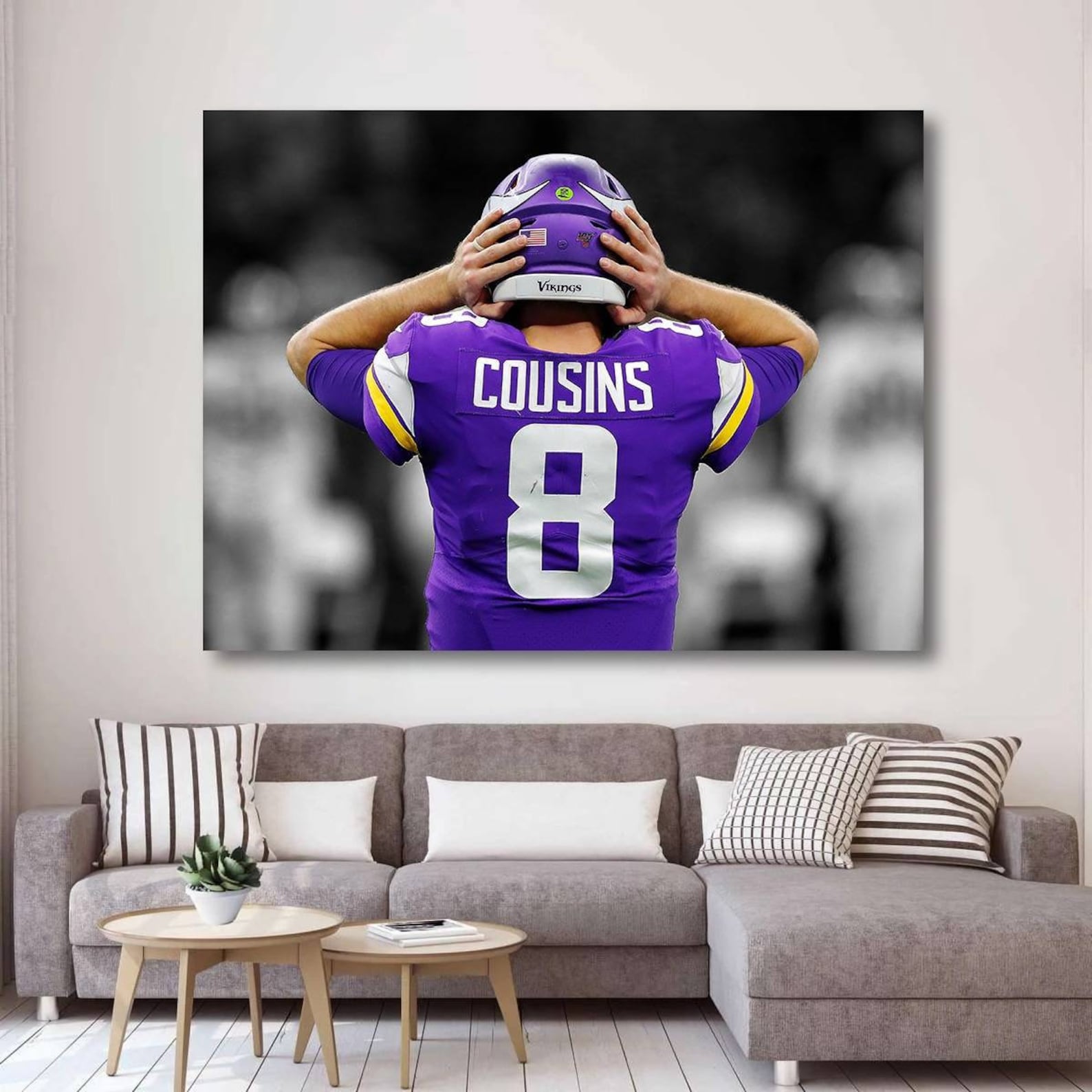Kirk Cousins Poster, Football Fan, Football Art, Sports Canvas ...