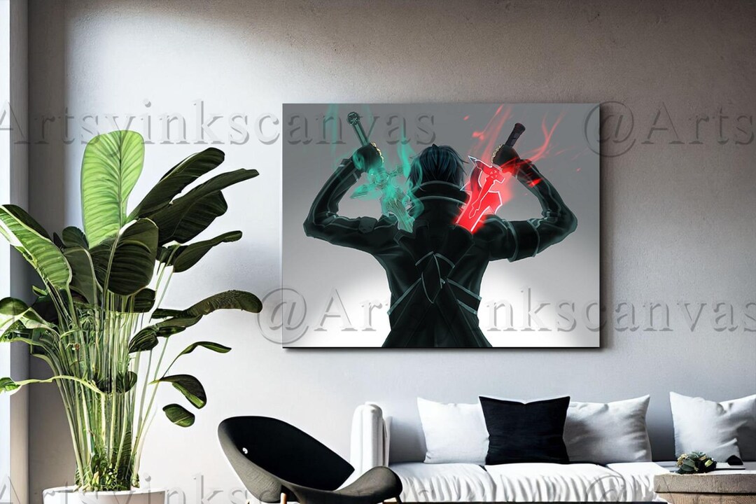 Kirito, Anime Poster, Canvas, Anime Print, Anime Wall Art, Kids Room ...