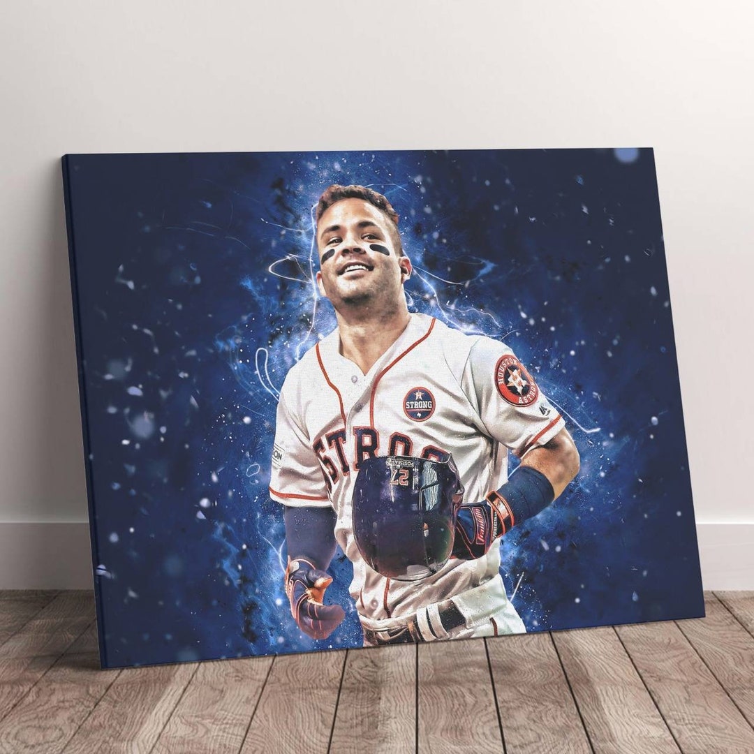 Jose Altuve Poster, Baseball Canvas, Sports Canvas, Man Cave Art, Home ...