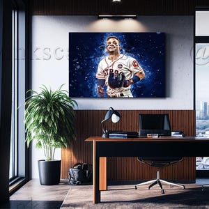 Jose Altuve Poster, Baseball Canvas, Sports Canvas, Man Cave Art, Home ...