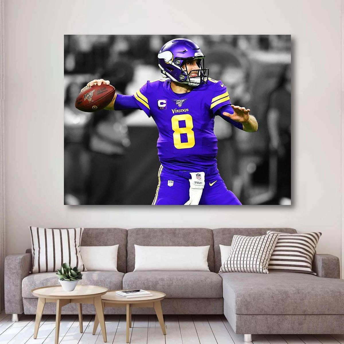 Kirk Cousins Poster, Gift for Football Fan, Football Canvas, Sports ...