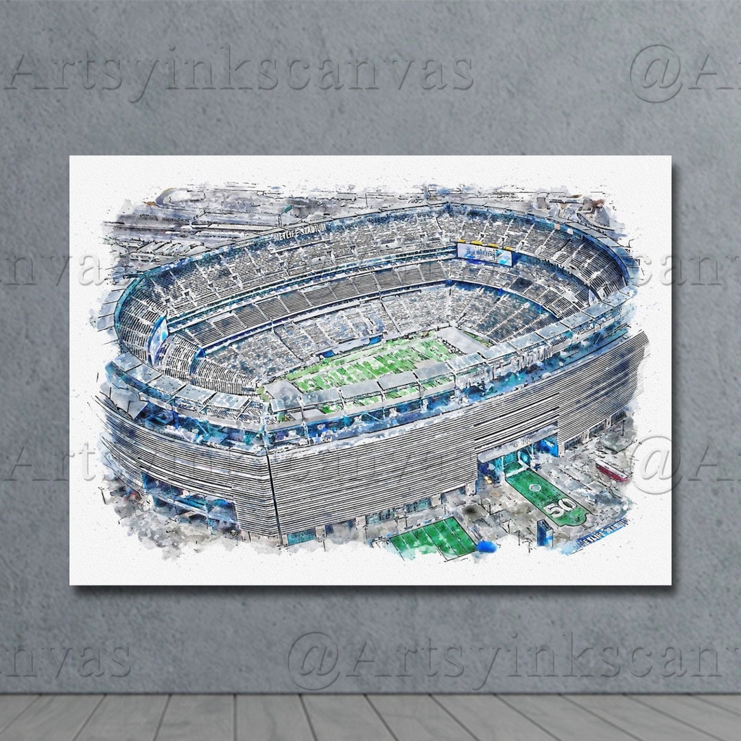 Metlife Stadium Field Drawing, Watercolor Poster, Canvas Print, Sports ...