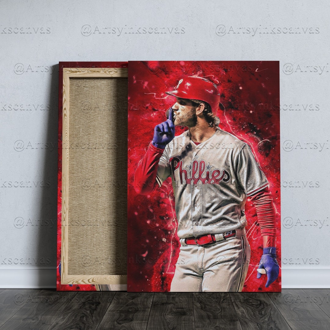 Bryce Harper Poster, Baseball Canvas Wall Art, Ready to Hang, Canvas ...
