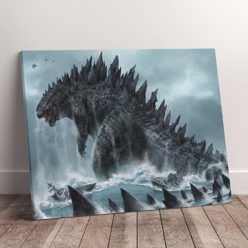 Godzilla Monster Poster, Canvas Wall Art, Ready to Hang, Canvas Man ...
