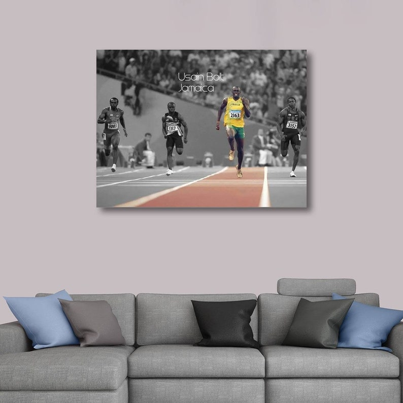 Usain Bolt Canvas, Olympic Poster, Jamaican Sprinter Canvas, Sports ...