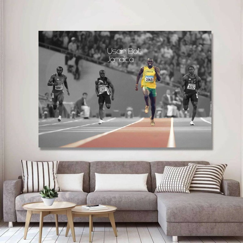 Usain Bolt Canvas, Olympic Poster, Jamaican Sprinter Canvas, Sports ...