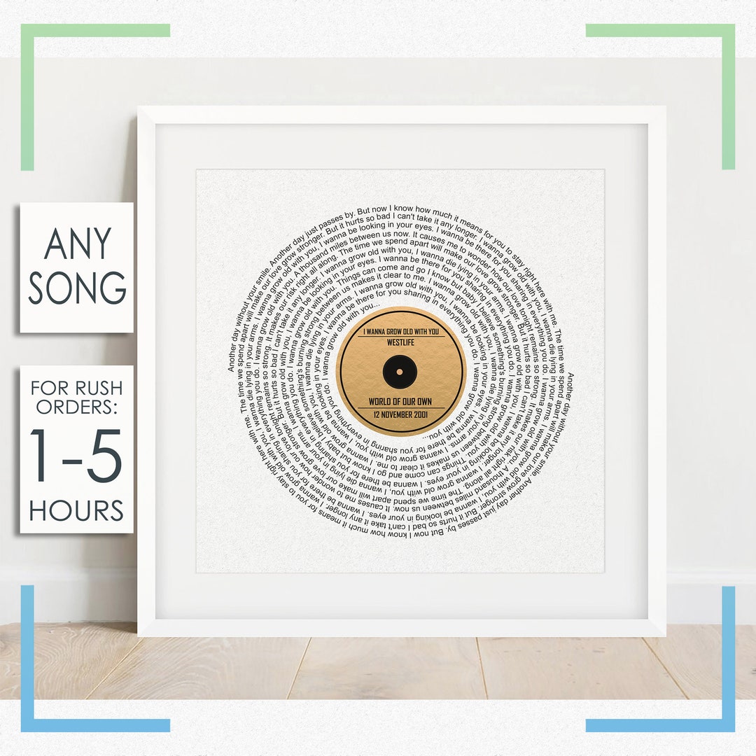 Custom Song Lyrics | Vinyl Record Art | Personalized Song Lyrics Wall ...