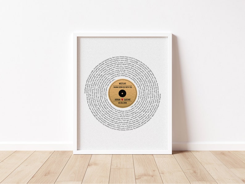 Personalised Song Lyrics Printable | Metallic Foil Effect Finish | Our ...