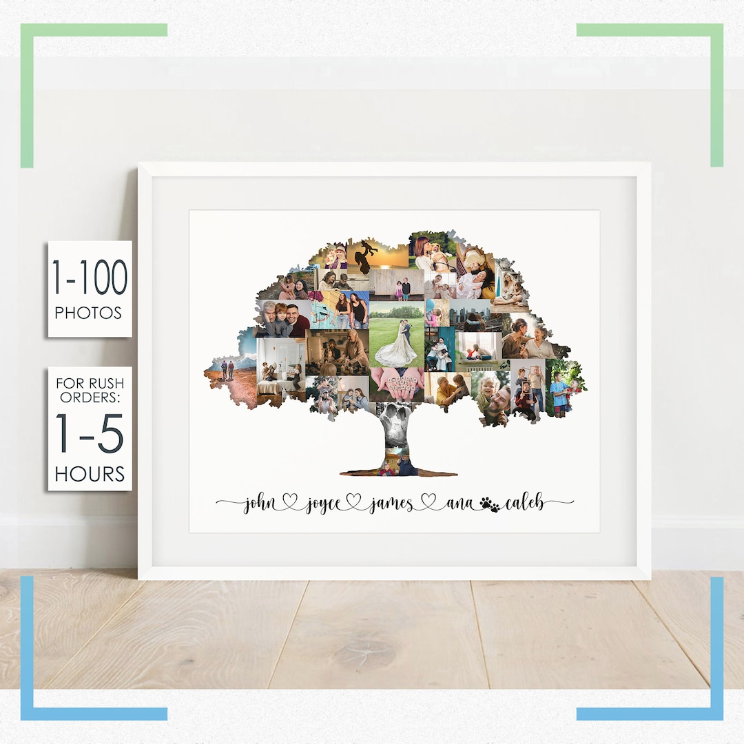 Personalized Family Tree Collage, Custom Family Gift, Anniversary Gift ...