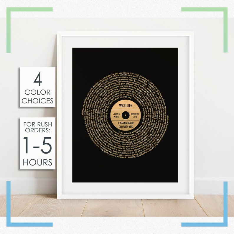 Personalised Song Lyrics Printable | Metallic Foil Effect Finish | Our ...