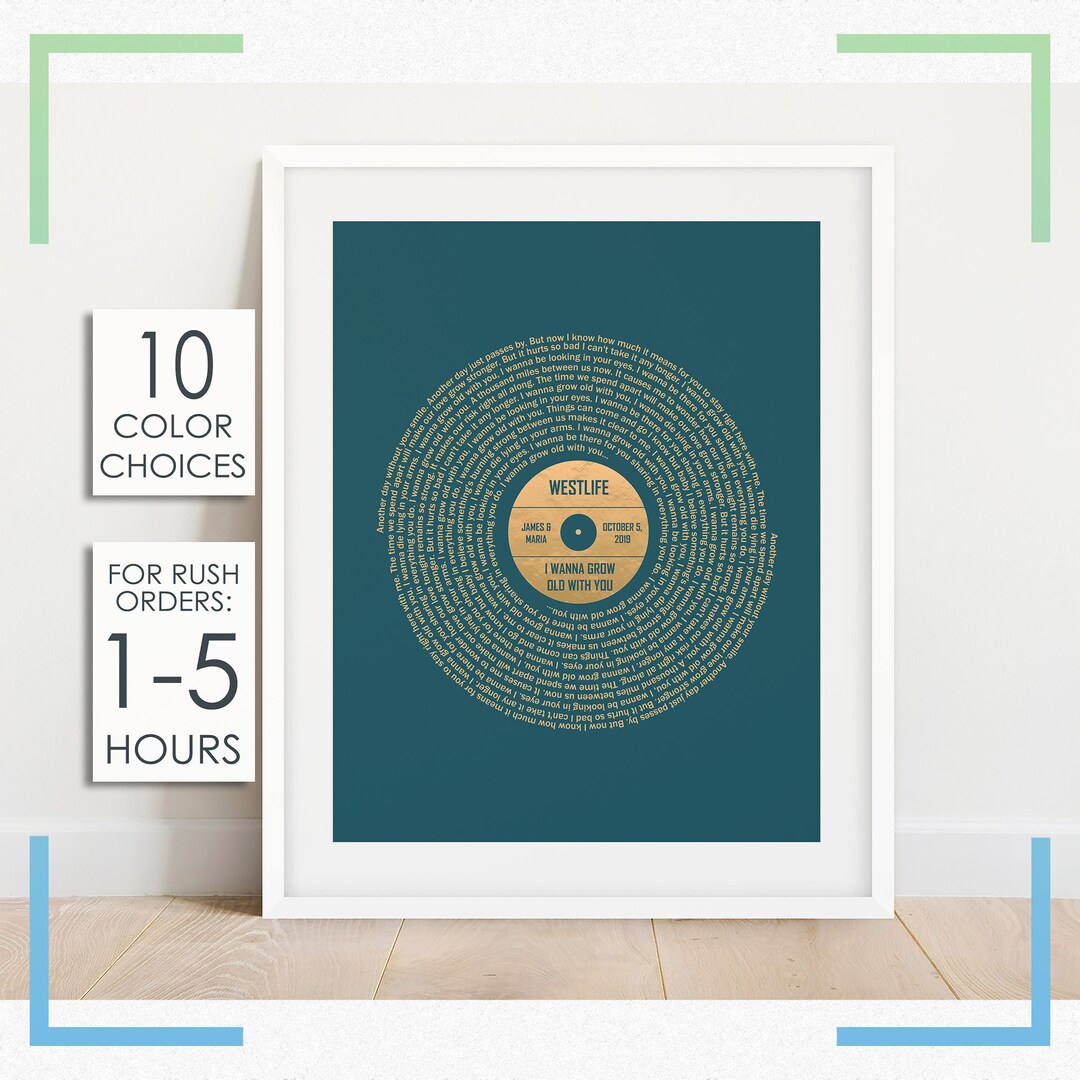 Personalised Song Lyrics Printable | Metallic Foil Effect Finish | Our ...