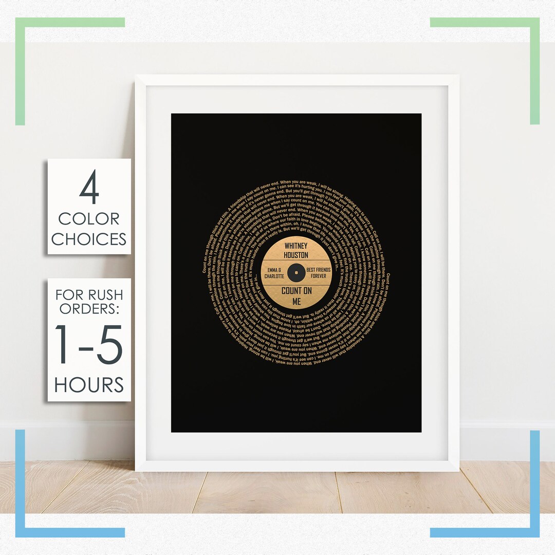 Custom Vinyl Record Song Lyrics Print, Personalized Gift for Best ...