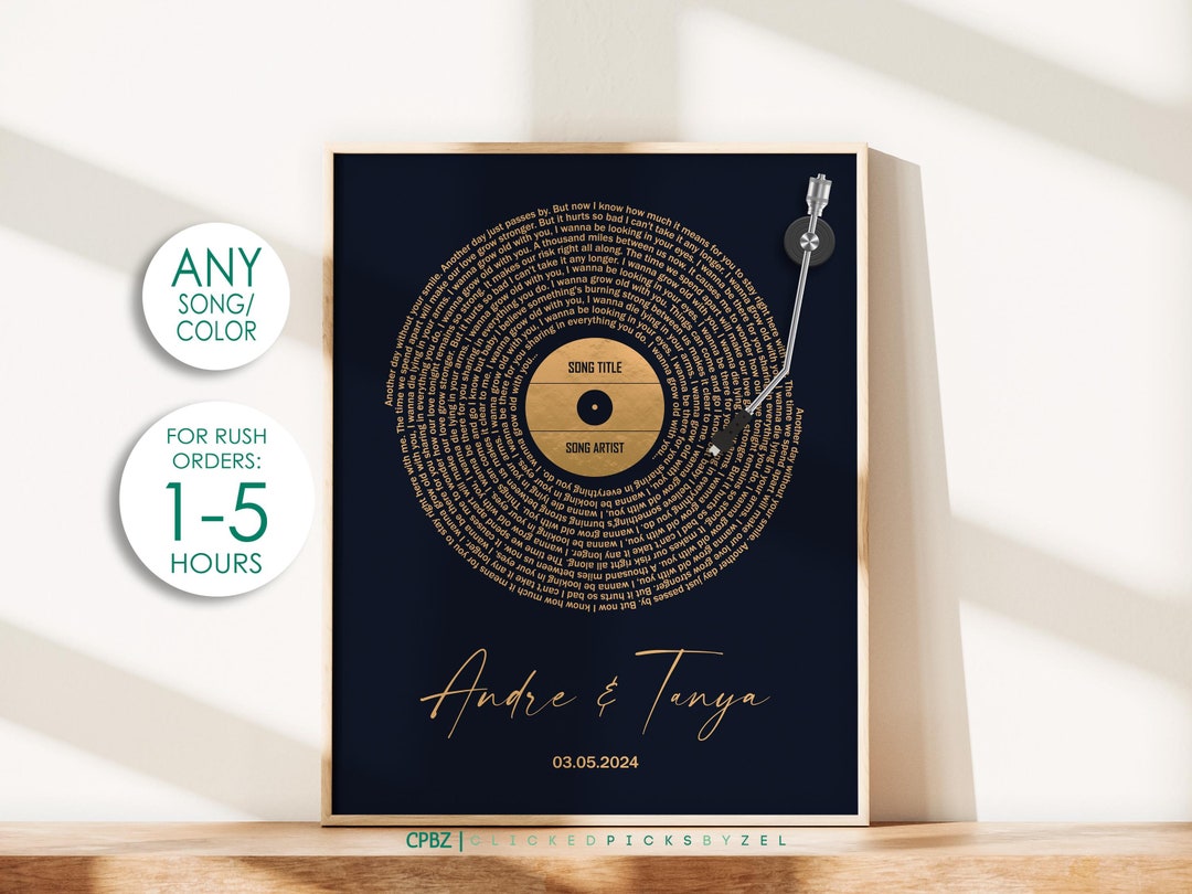Custom Vinyl Lyrics Printable, Personalised Music Poster, Customizable ...