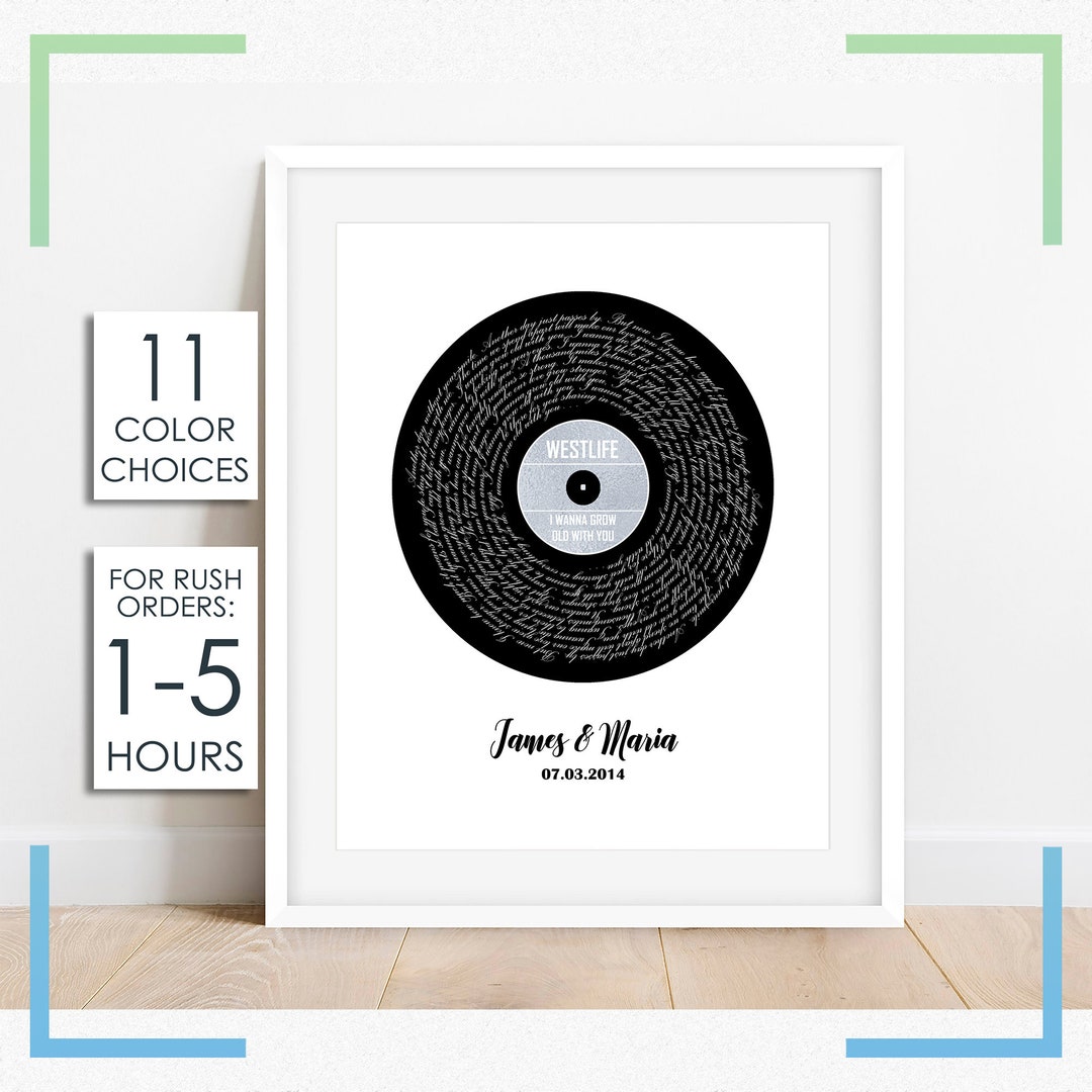 Song Lyrics Wall Art, First Dance Lyrics Art, 1st Anniversary Gift for ...