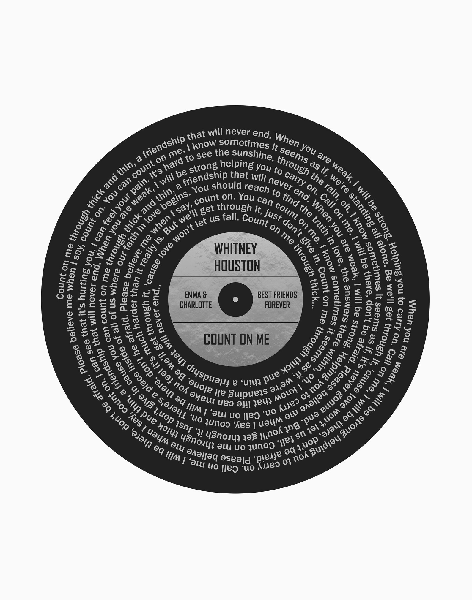 Vinyl Record Song Lyrics Wall Art Custom Gift for Best - Etsy