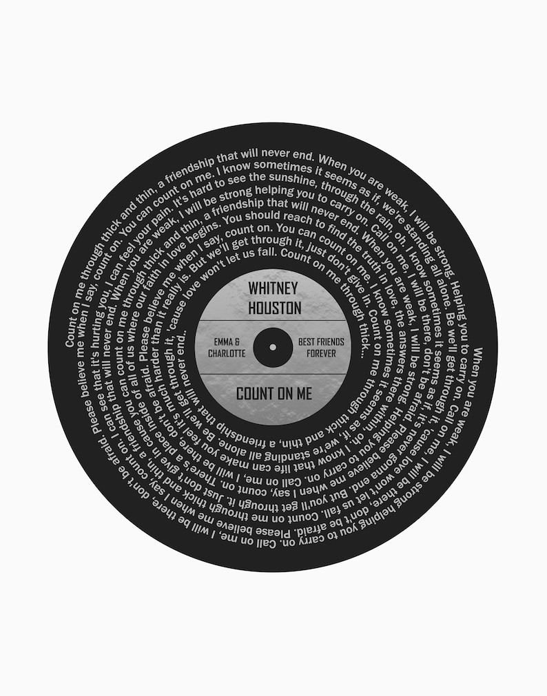 Vinyl Record Song Lyrics Wall Art, Custom Gift for Best Friend, Song ...