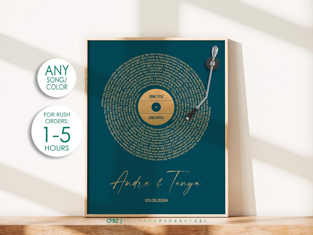 Custom Song Lyrics Printable, Personalised Music Poster, Customizable ...