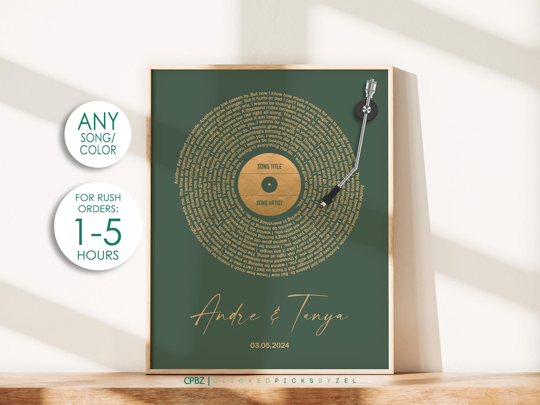 Custom Song Lyrics Printable, Personalised Music Poster, Customizable ...