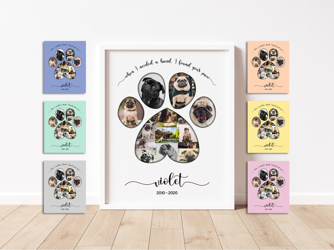 Personalized Paw Print Collage for Pet Custom Photo Collage - Etsy